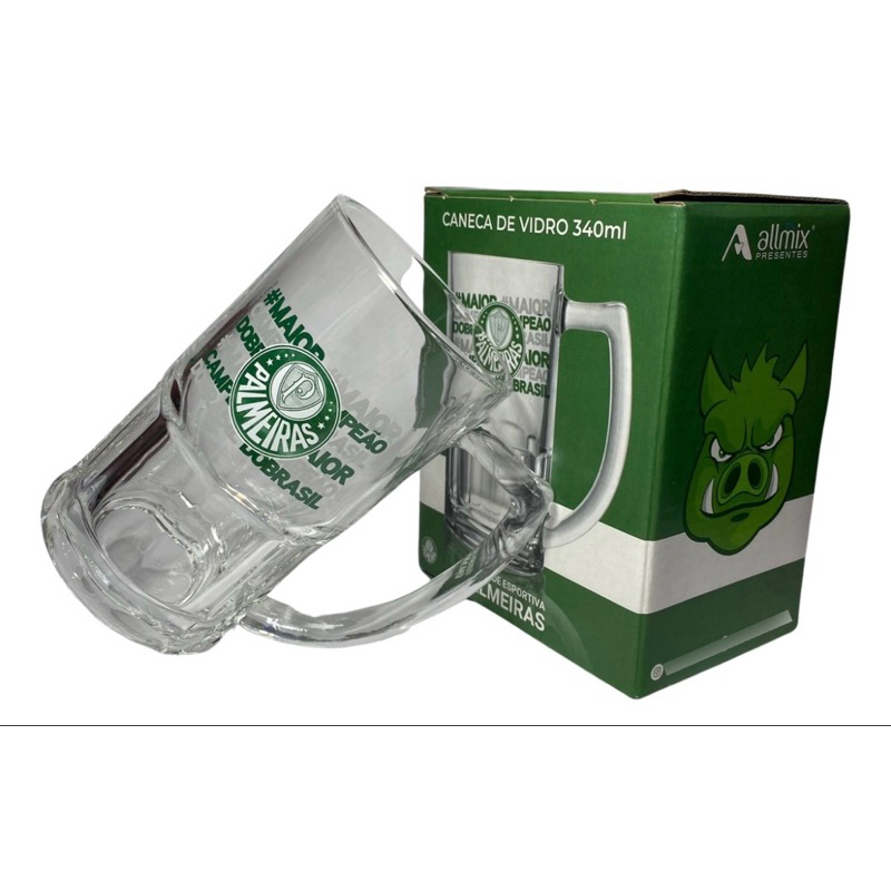 caneca de Vidro Bristol Palmeiras 340ml | Shopee Brasil