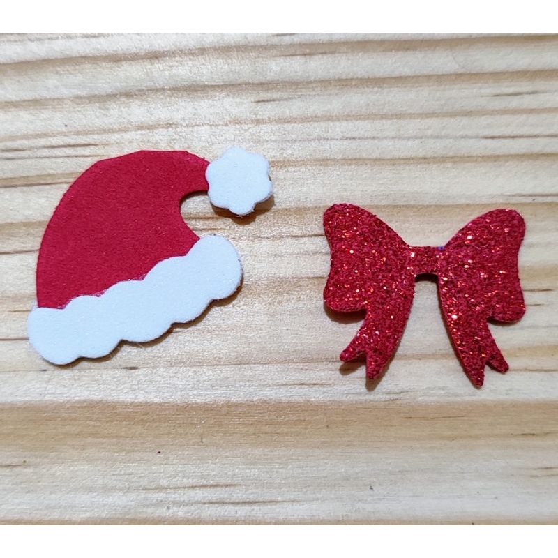 Aplique de EVA Gorro de Papai Noel Liso e Lacinho Glitter 50 unidades ...