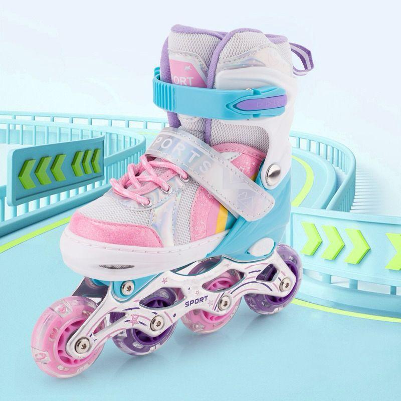 Patins Roller Inline Ajustável Com Luz De Led Com OU SEM Kit Proteção ...