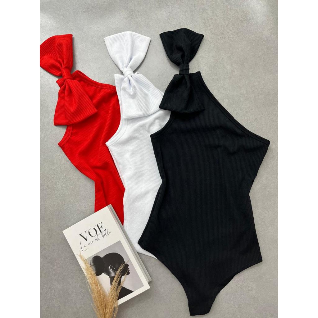 Body Feminino Elegante Bori Estiloso Laço reveillon vermelho Roupas de ...