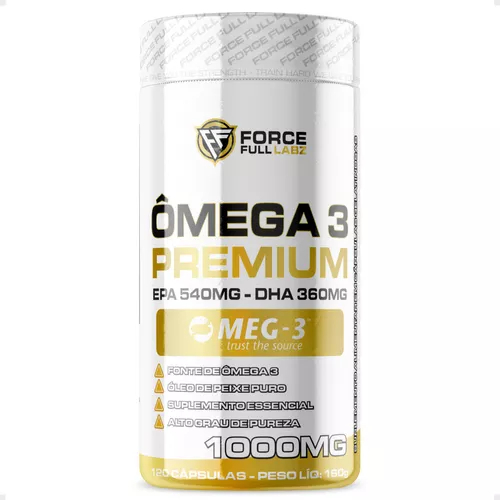 Ômega 3 com selo meg3 TG Concentrado Epa Dha 120 capsulas 1000 mg Force Full Labz sem sabor ...