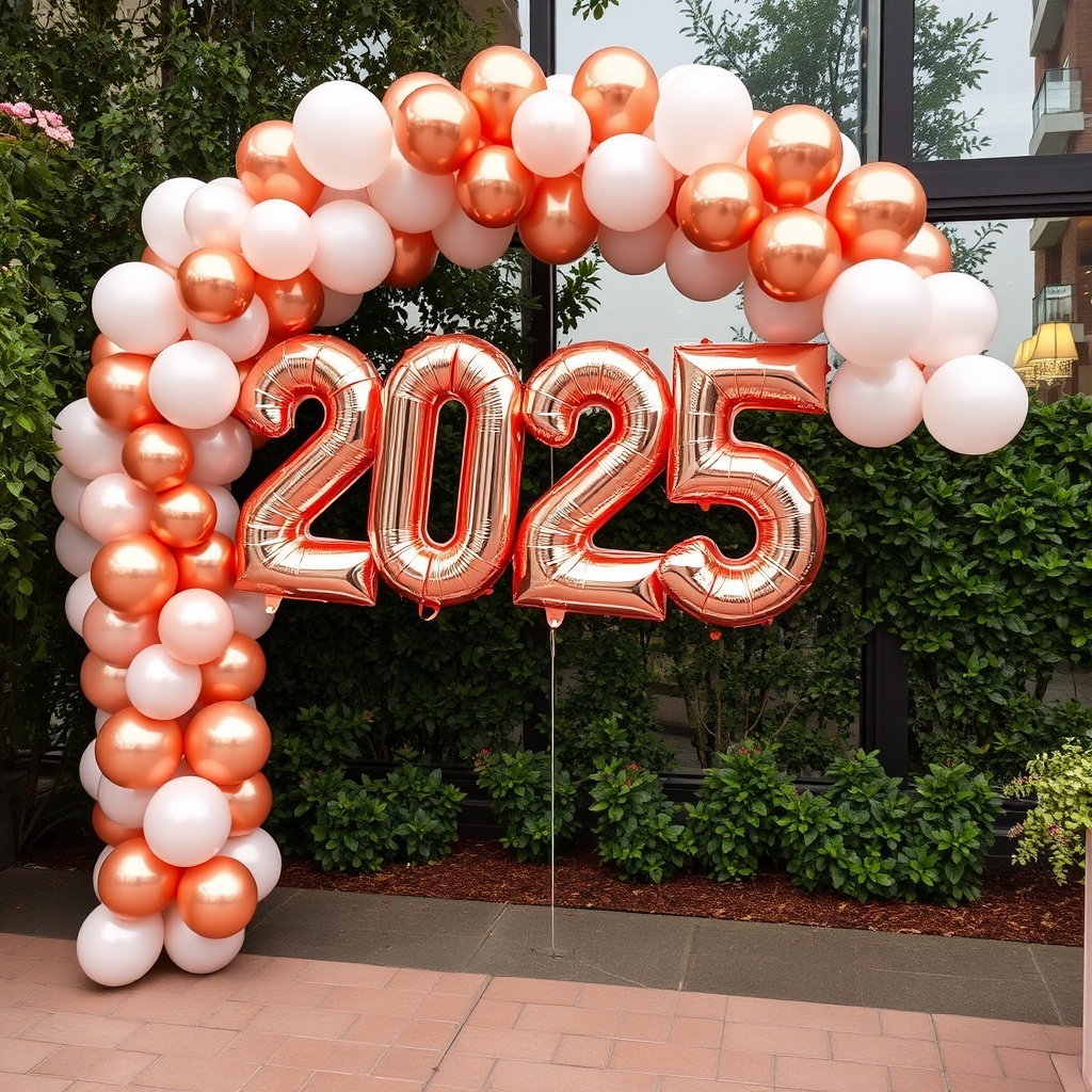 Kit 125 Balões Branco Liso, Rose Cromado + 2026 Rose Gold 80cm | Festa ...