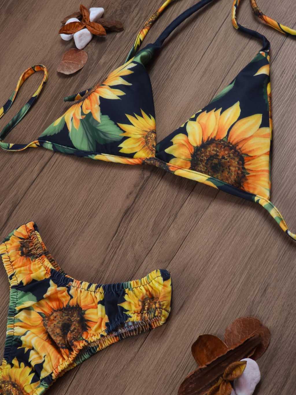 Biquini Asa Delta Feminino com Bojo Estampado Girassol - Moda Praia | Shopee Brasil