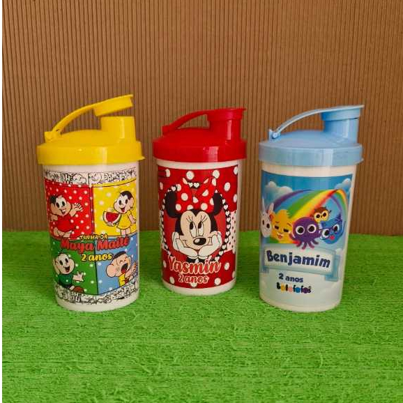 KIT 30 COPO MINI BABY COM TAMPA FLIP SHAKE 200 ML PERSONALIZADO EM ...