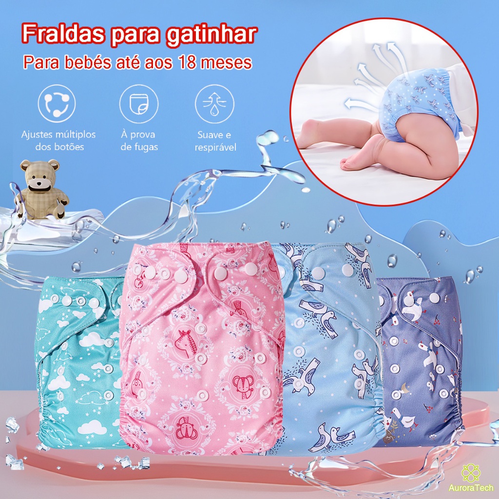 Fralda Reutilizável Para Bebê Impermeável E Respirável Plástica Calça ...