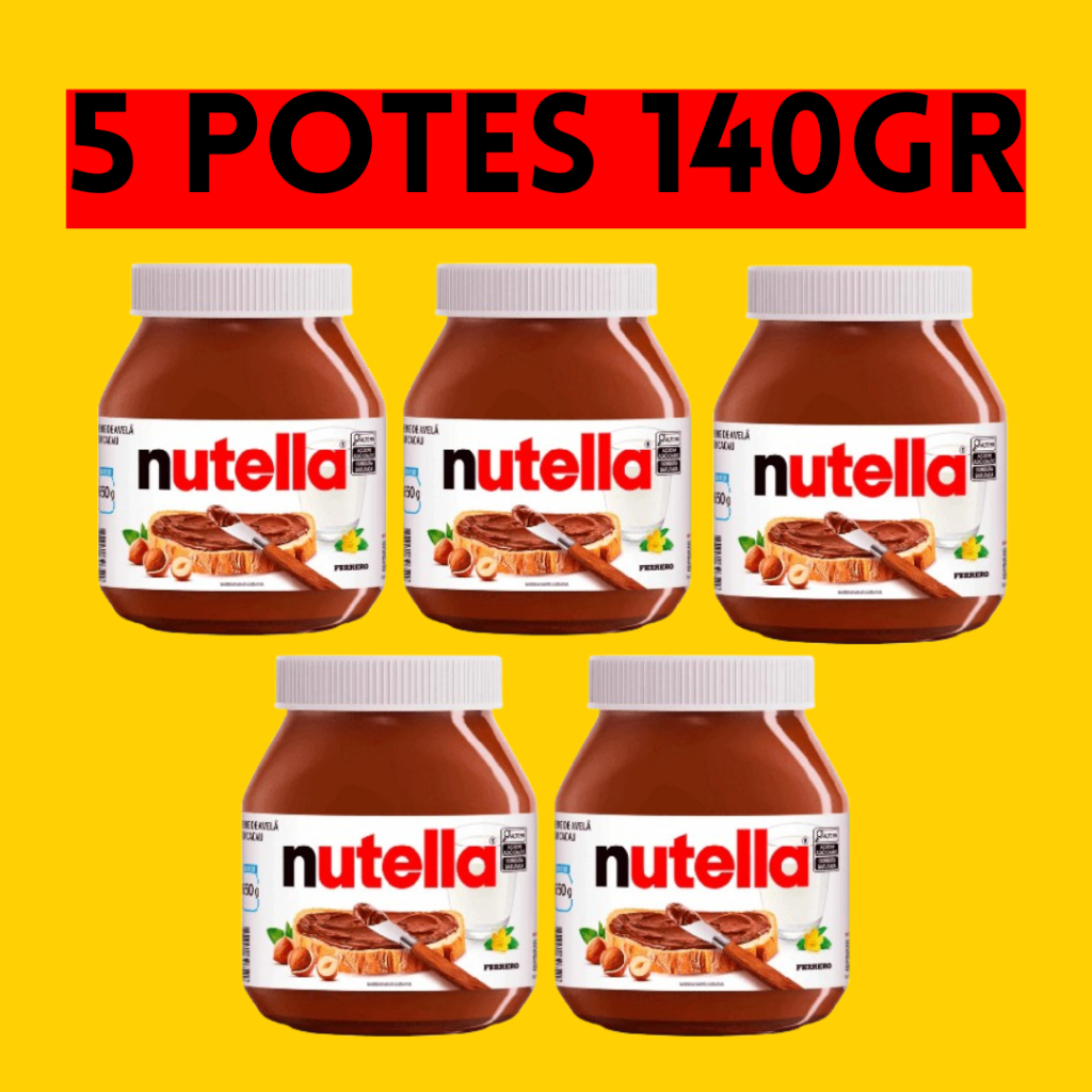 KIT 5 POTES NUTELLA 140GR FERRERO - ATACADO | Shopee Brasil