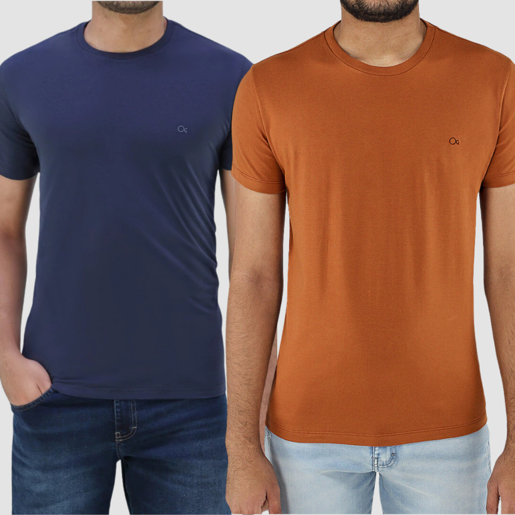 Kit 2 Camisetas Ogochi Básica Masculina Lisa Original Slim Cores 100% ...