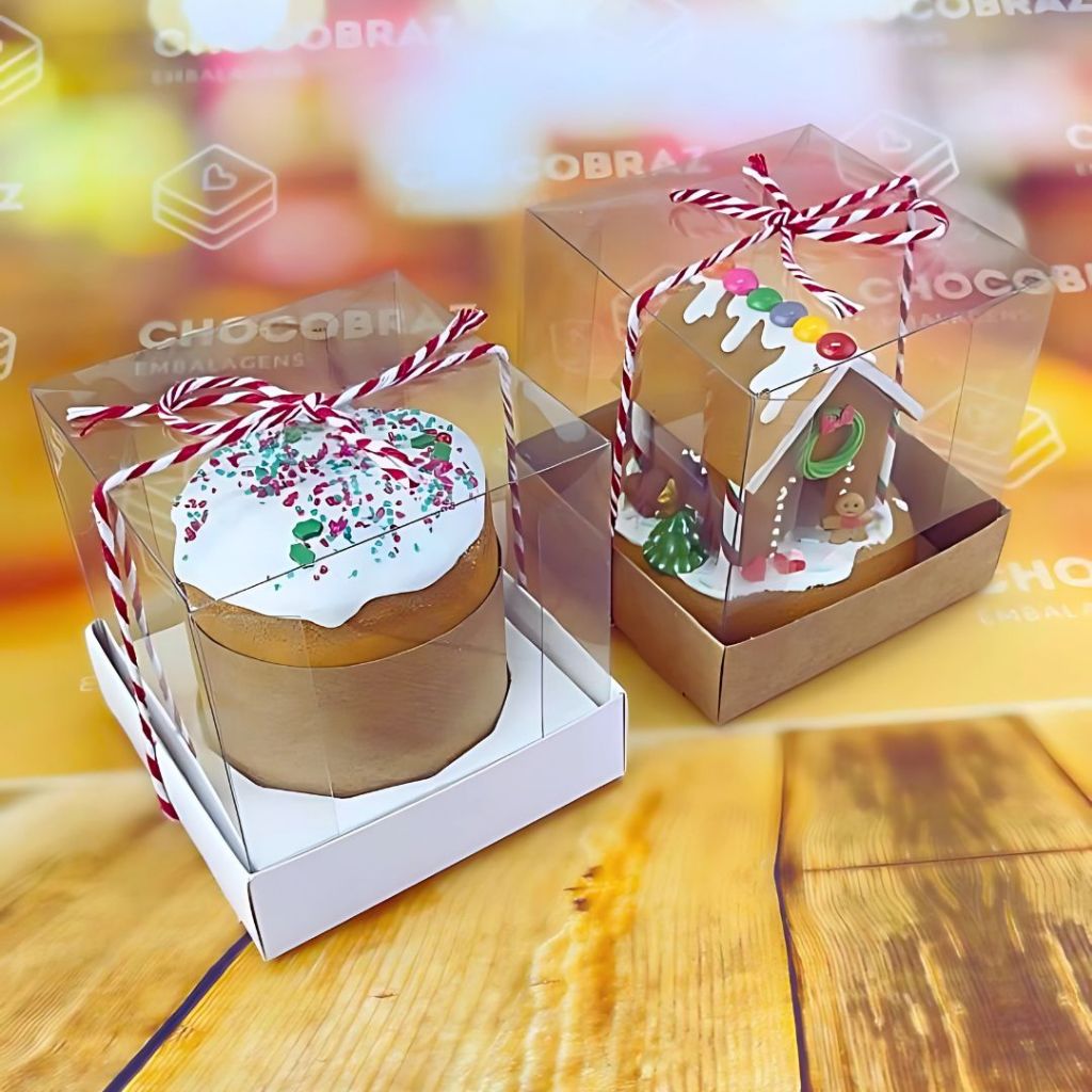 KIT caixas quadrada com visor 10x10x10 branca ou kraf cupcake mini bolo ...
