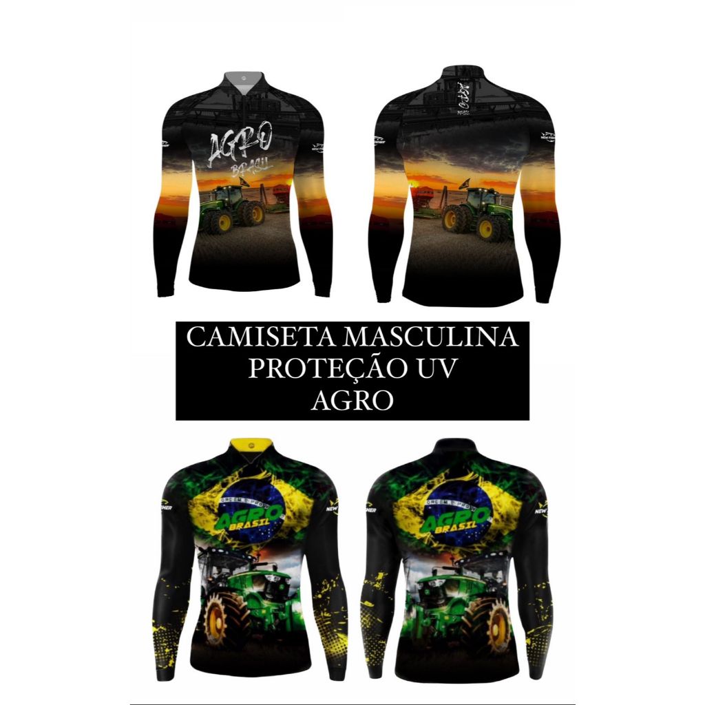 Camisa Camiseta de Pesca Agro Gola Zíper Proteção Solar UV New Fisher ...