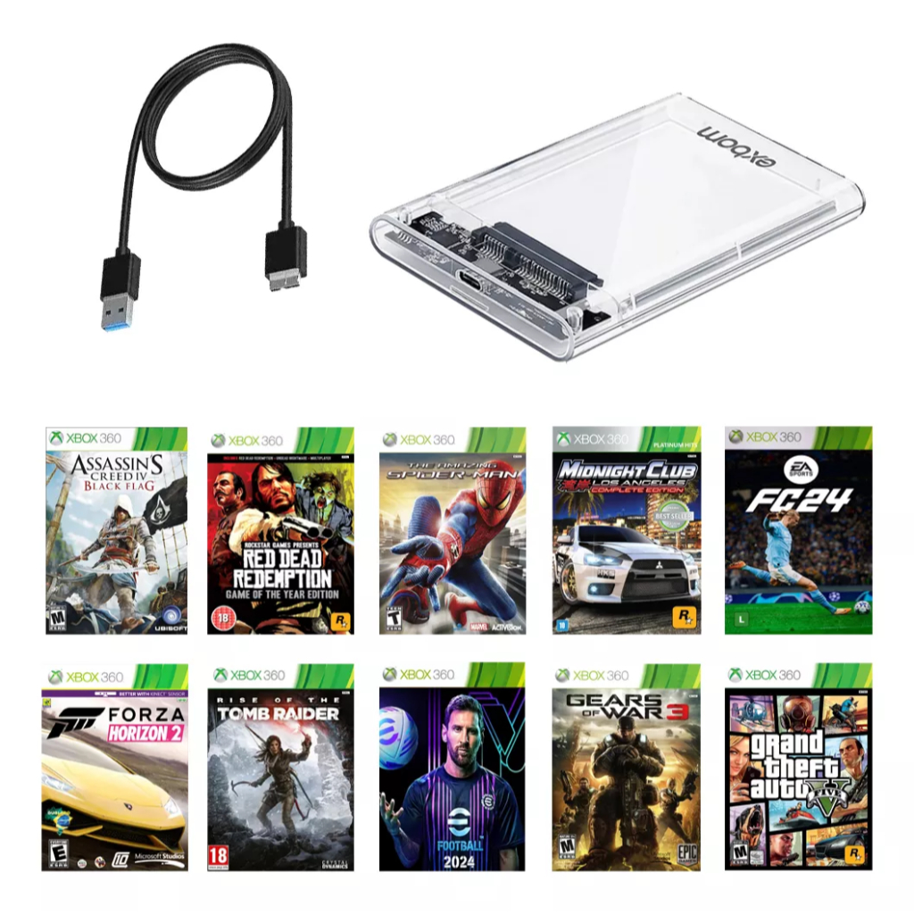 HD 500GB EXTERNO XBOX 360 - O MAIS COMPLETO DE TODOS | Shopee Brasil