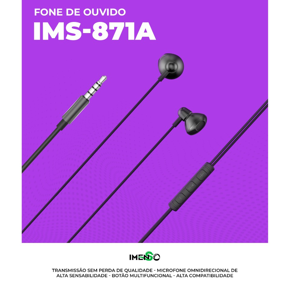 Fone De Ouvido C/ Fio Imenso C/ Mic Omnidirecional | Shopee Brasil