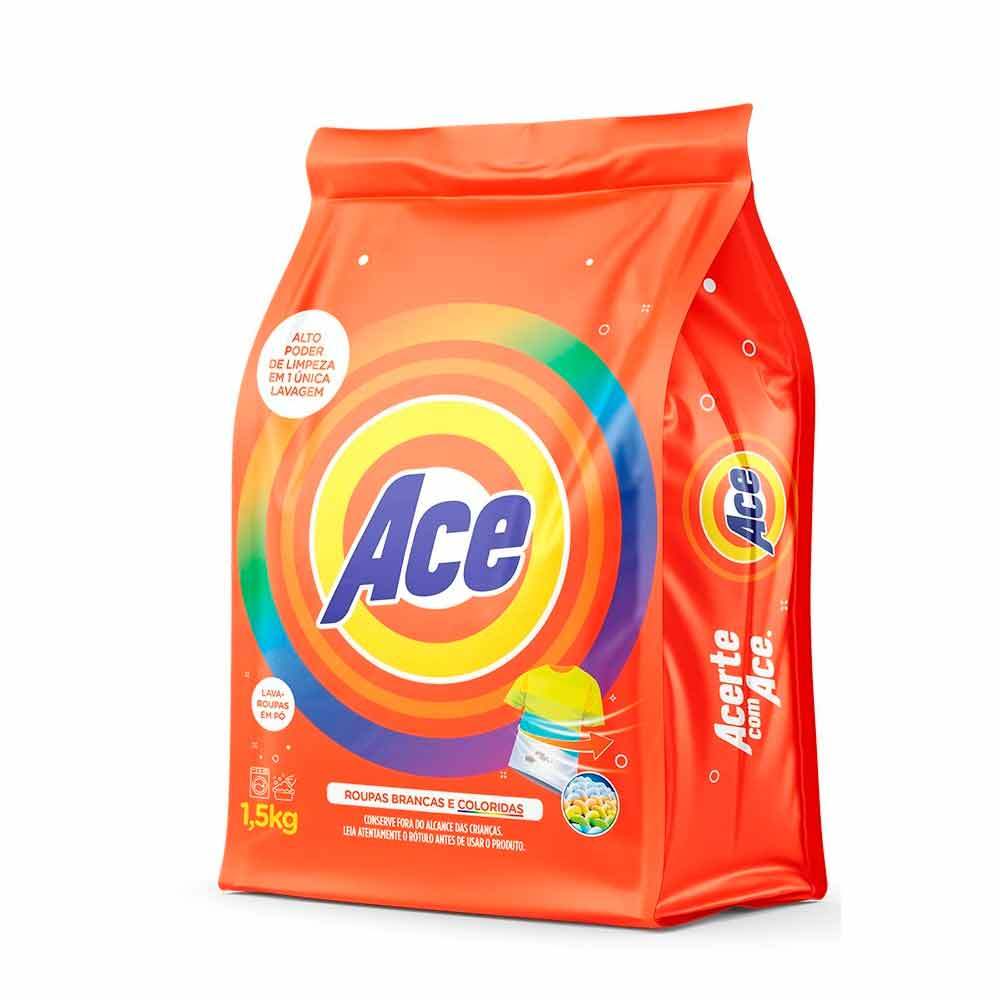 Sabão Lava Roupas Pó Ace Pacote 1,5kg para roupas Brancas e Coloridas | Shopee Brasil
