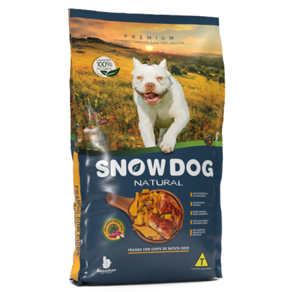 Ração Snow Dog Premium Natural para Cães Adultos Sabor Frango com Chips ...
