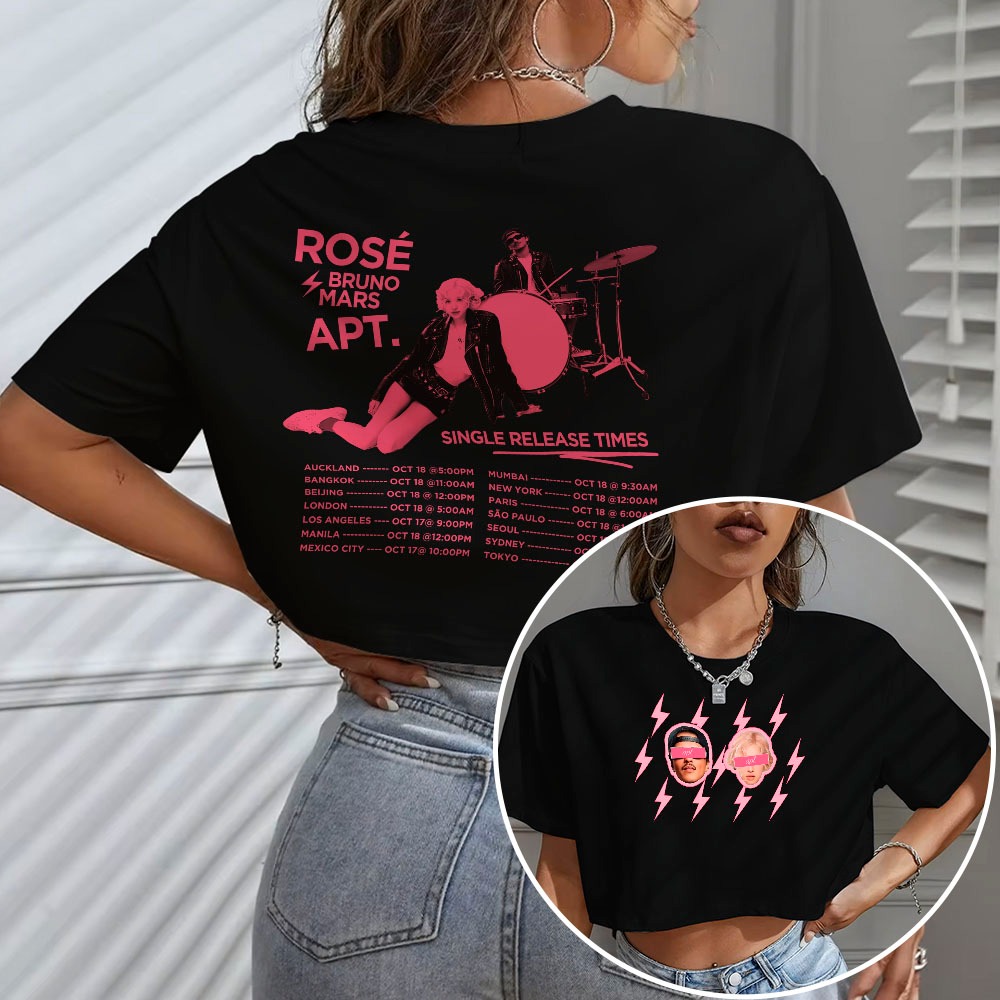 Blusa Cropped Feminina Bruno Mars E Rose Blackpink Album APT Musica Pop ...