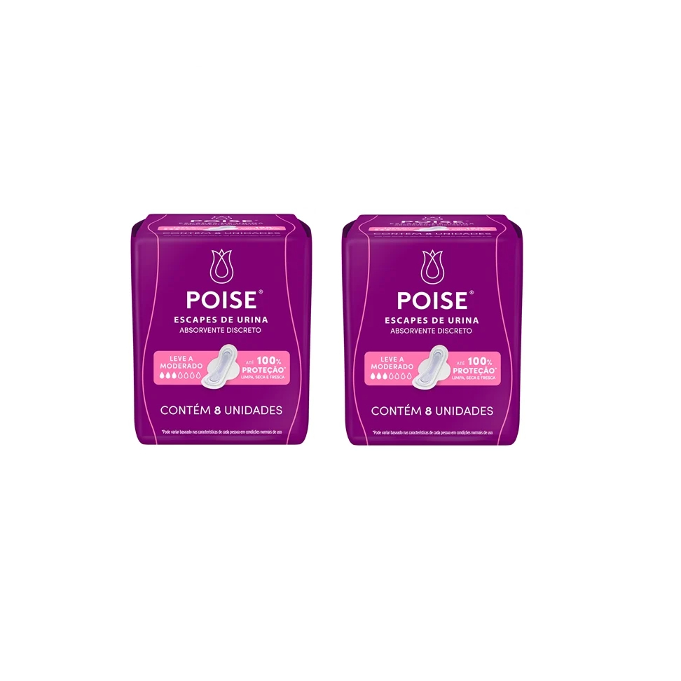 Kit 2 Absorvente para Escape de Urina Poise Discreto Absorção Leve a ...
