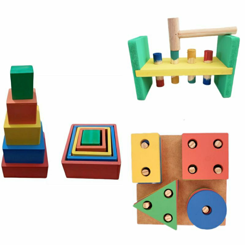 kit Brinquedos Pedagogicos cubo encaixe batepinos e prancha de encaixe figuras geométricas de ...