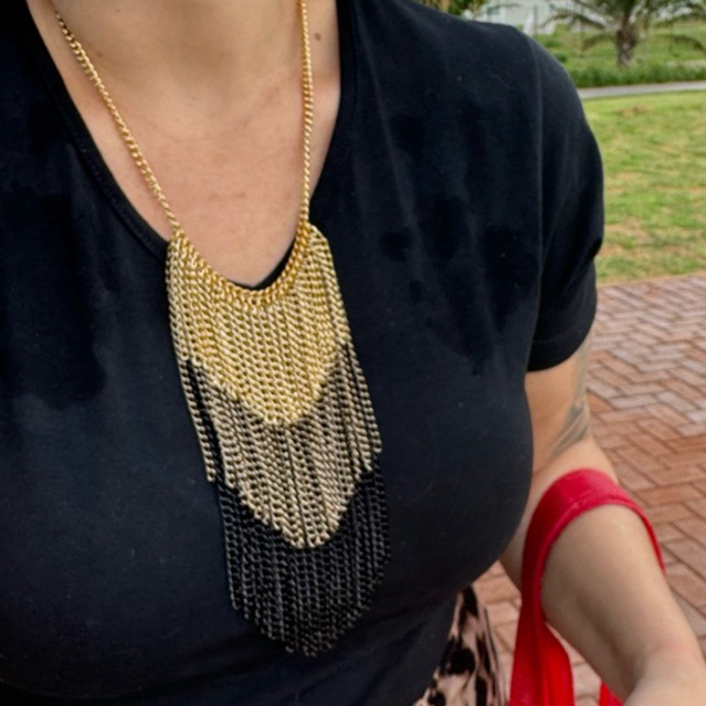 Colar Longo com Metal Bijou de Luxo Alta Qualidade | Shopee Brasil