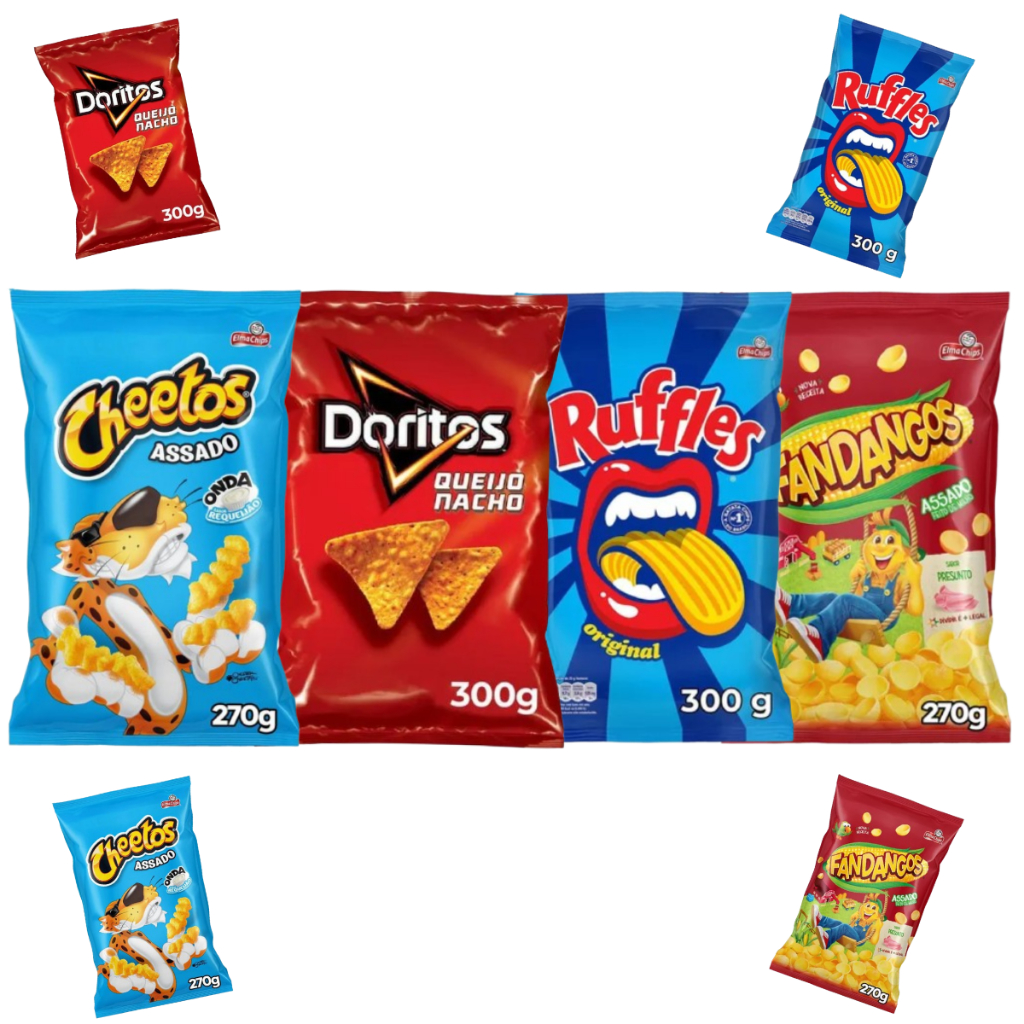 Kit Salgadinho Doritos 300g Batata Ruffles 300g Fandangos 270g e Cheetos 270g Os Maiores ...