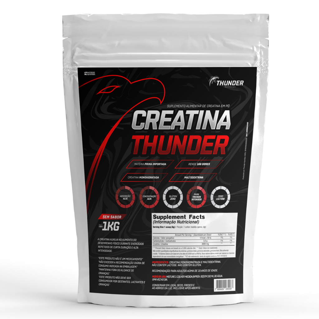 Creatina Refil 1kg Thunder - Creatine Monohidratada com Maltodextrina ...