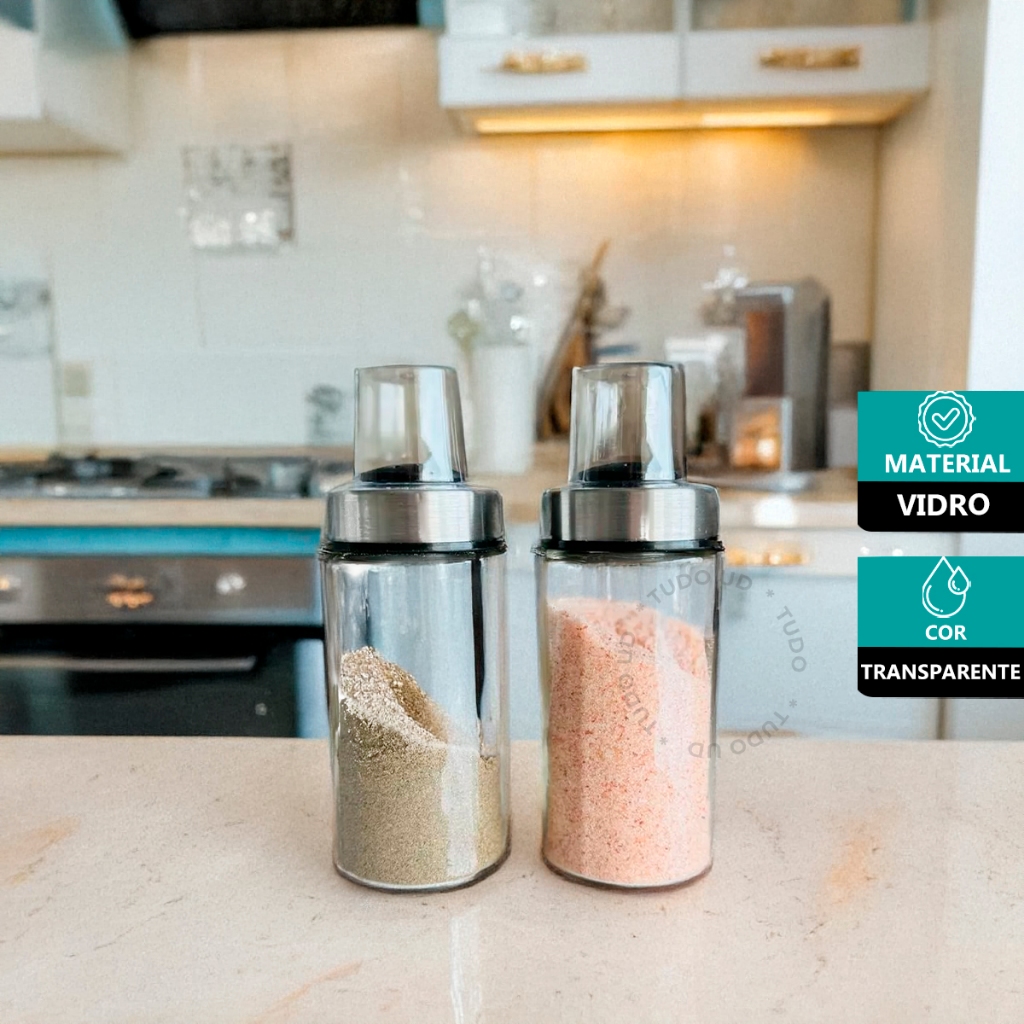 Kit 2 Porta Condimento Para Saleiro Pimenteiro Temperos Vidro ...