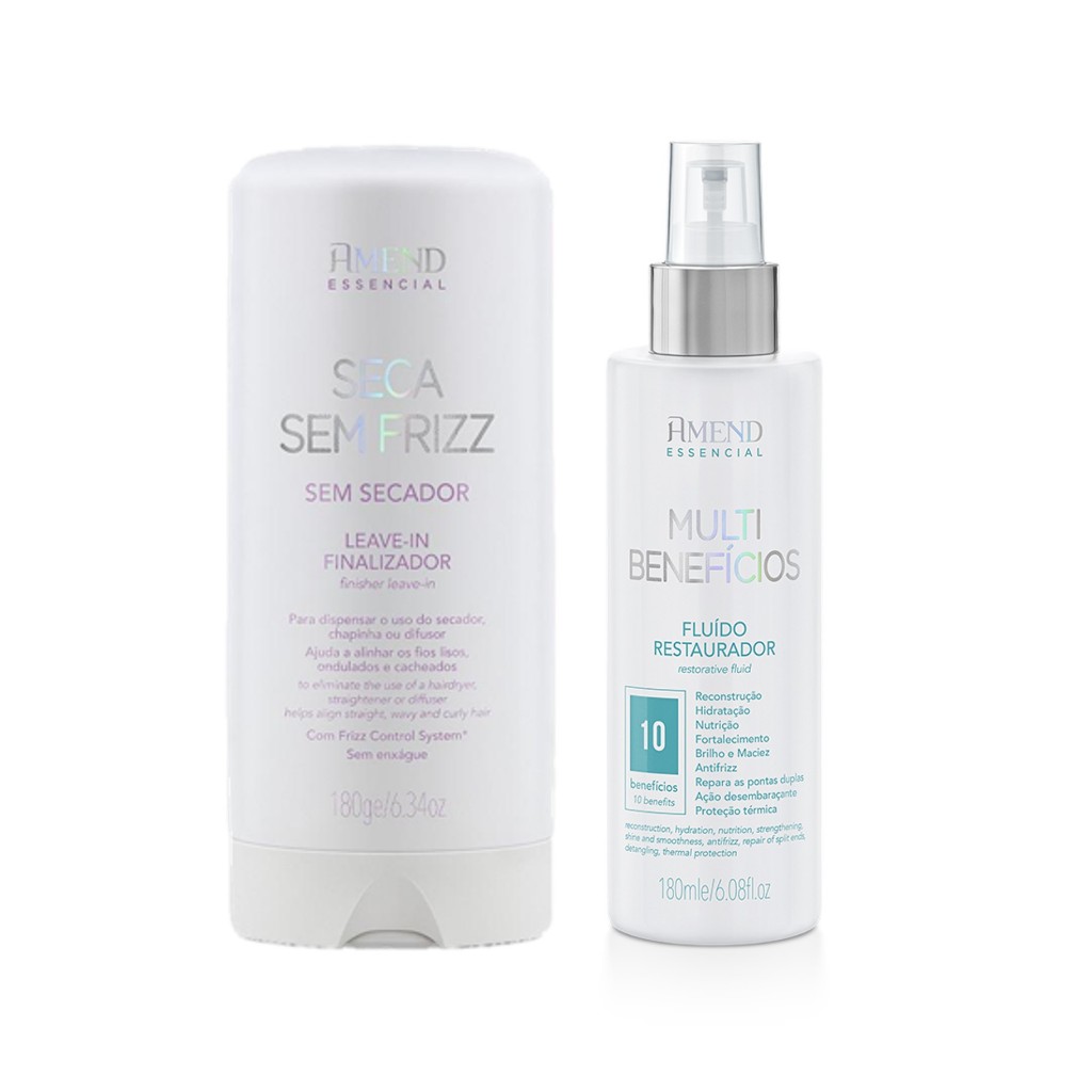 Amend KIT Seca Sem Frizz Leave-in 180g + Fluído Restaurador ...
