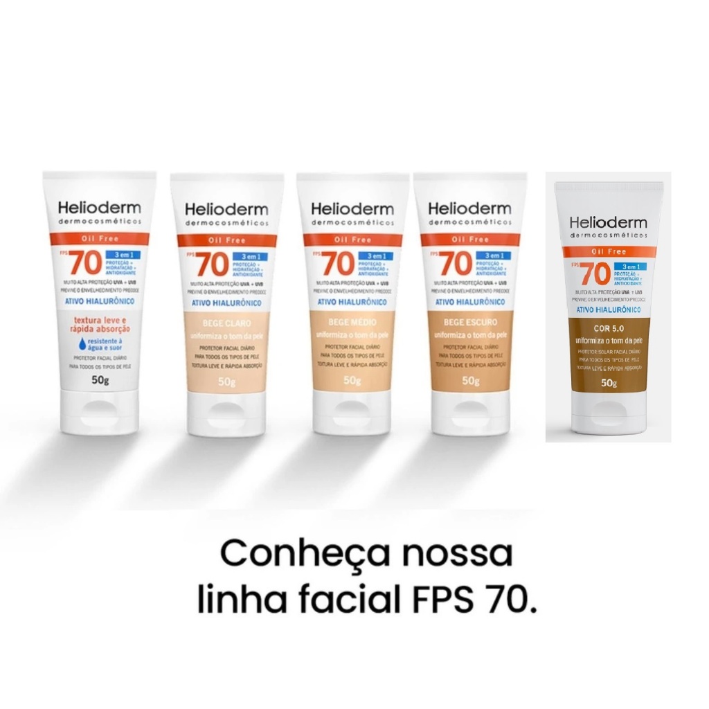 Protetor Solar Facial Helioderm Suncare Sem Cor Fps 70 50Gr | Shopee Brasil