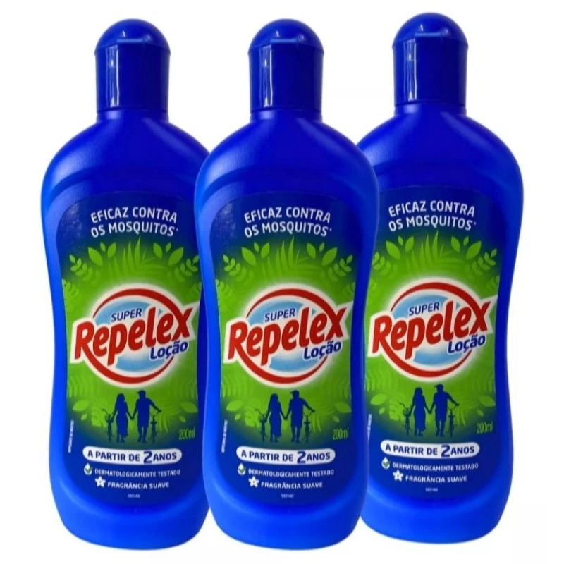 KIT 3 REPELENTE REPELEX SUPER 200ml LOÇÃO - EFICAZ CONTRA DENGUE, ZIKA ...