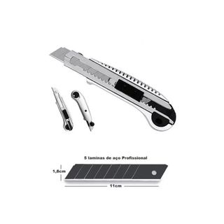 Estilete De Metal Profissional 18mm + 5 Lâminas Extras | Shopee Brasil