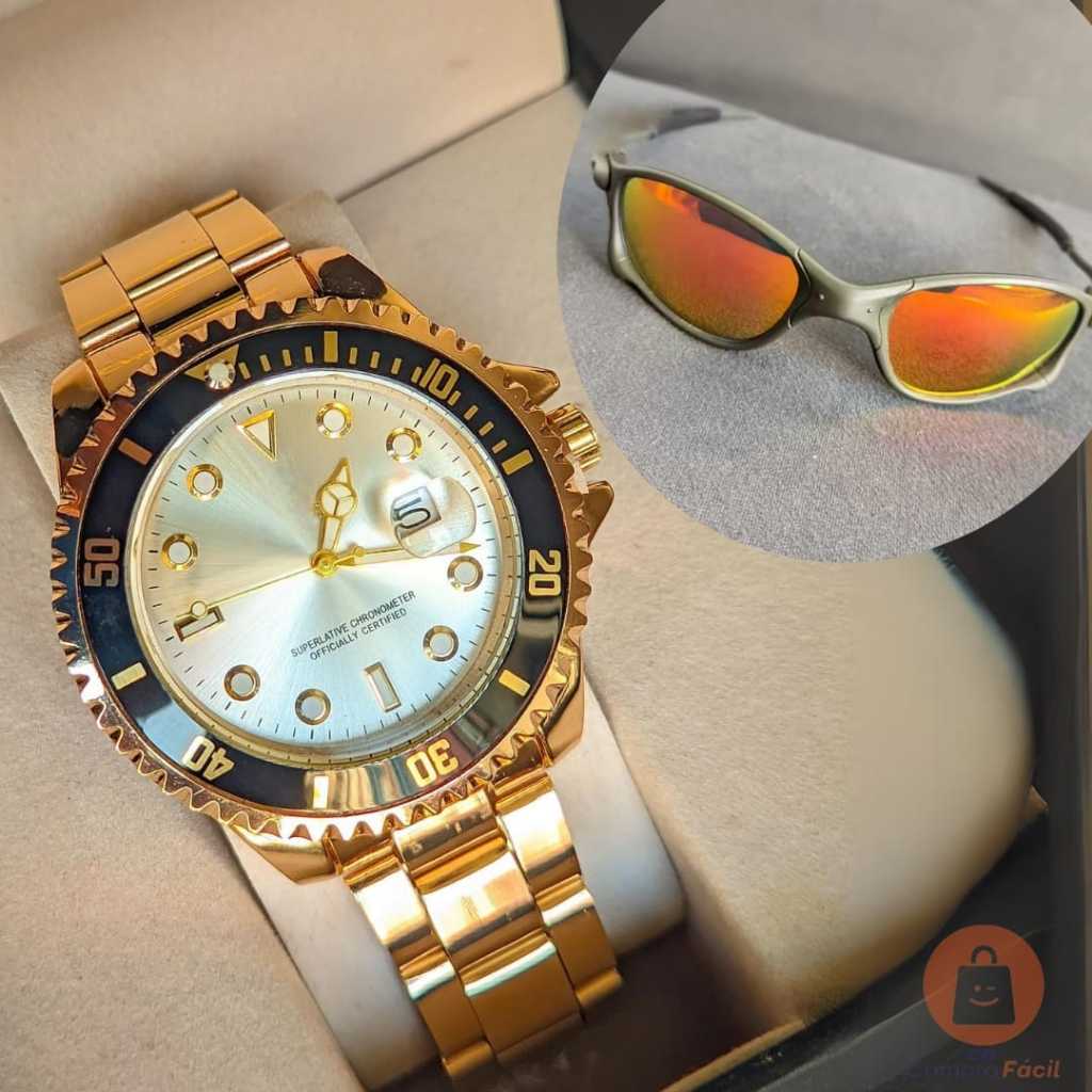 Kit Relógio Aço Masculino Homens com Juju Juliete Style Metal Lupa ...