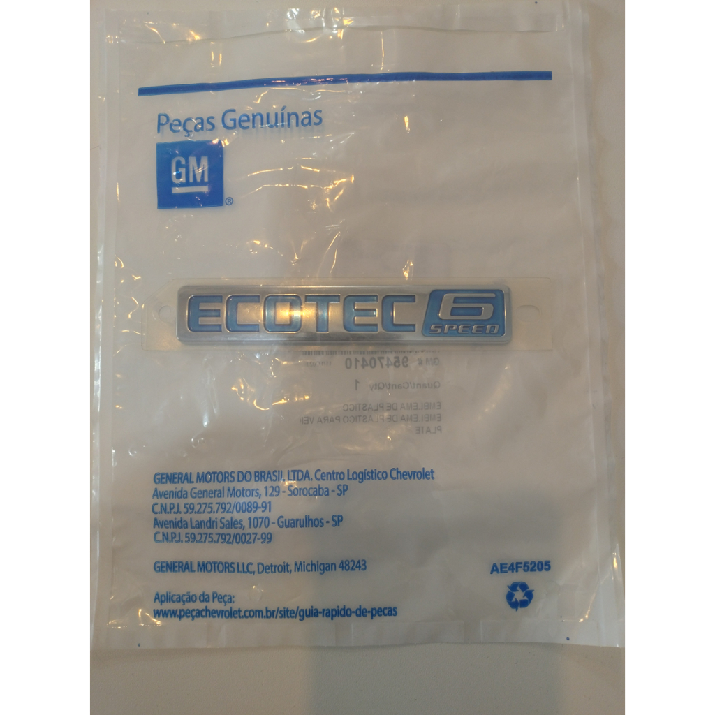 Emblema Ecotec 6 Speed Cruze LTZ - Original Chevrolet GM | Shopee Brasil