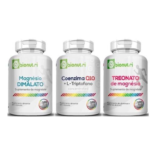 Kit Magnesio Dimalato + L Treonato + Coenzima Q10 C/ L - Triptofano | Shopee Brasil