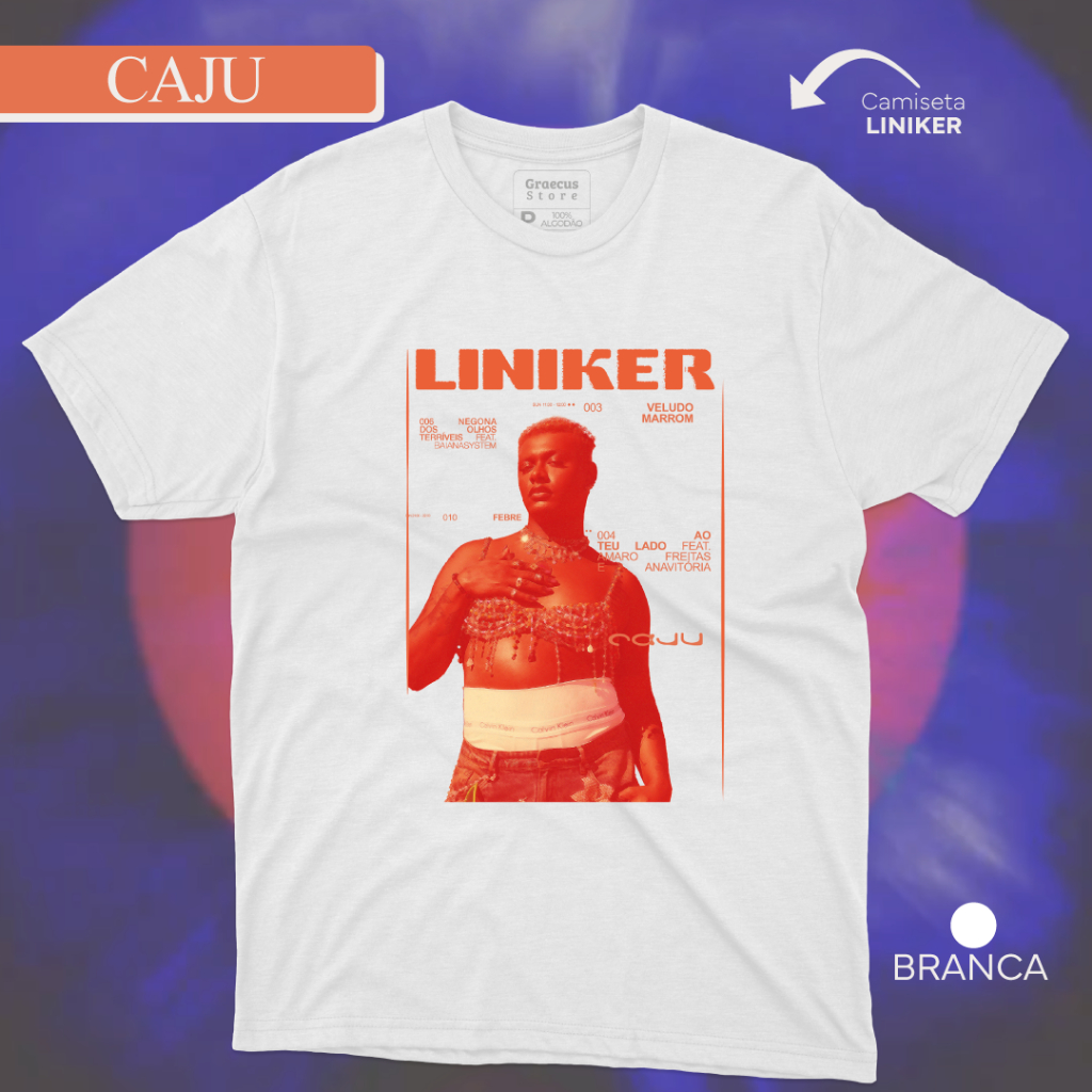 Camiseta Liniker - Caju - 100% algodão | Shopee Brasil