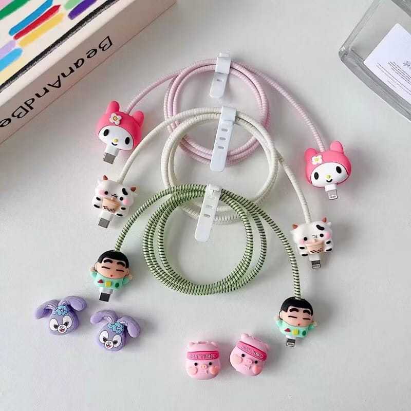 Protetor de Cabo USB Espiral Com 2 Protetores Pontas de Cabo Personagens | Shopee Brasil