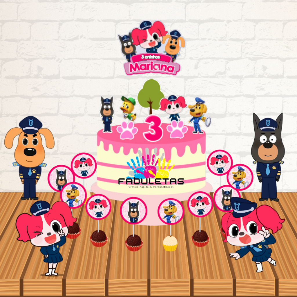 Kit Festa Só Um Bolinho Safety Sheriff Labrador Menina Enviar Nome ...