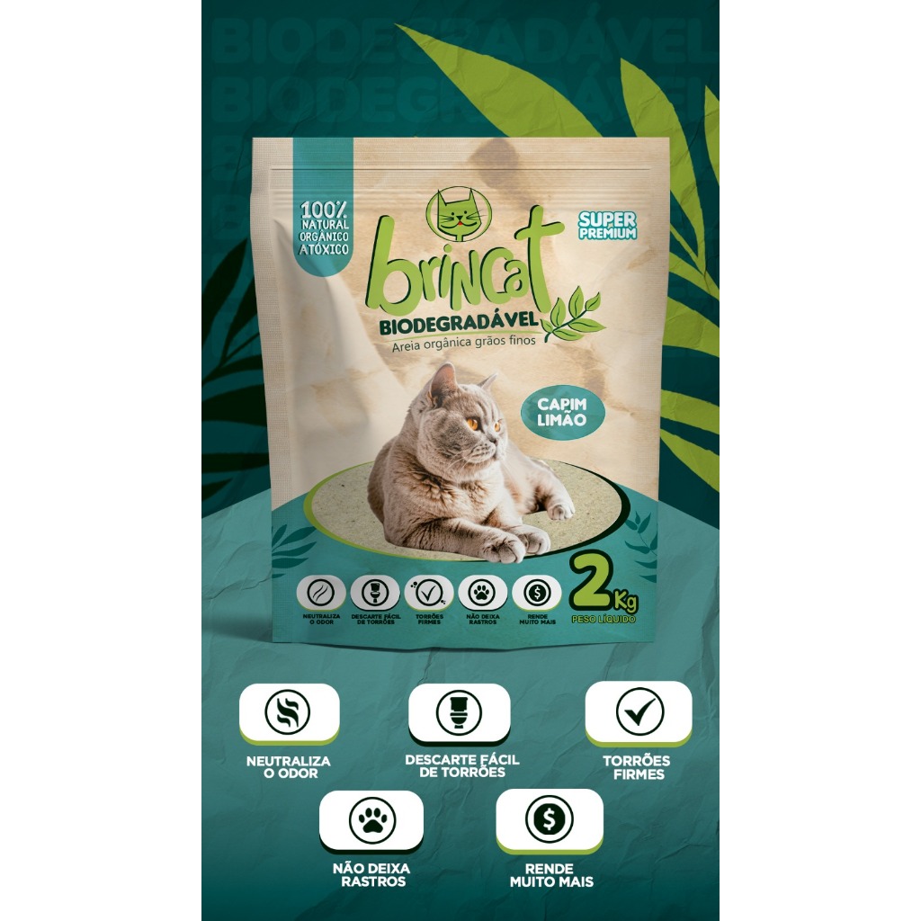 Brincat Areia Higienica Graos Finos Aroma Capim Limão 2 kg | Shopee Brasil