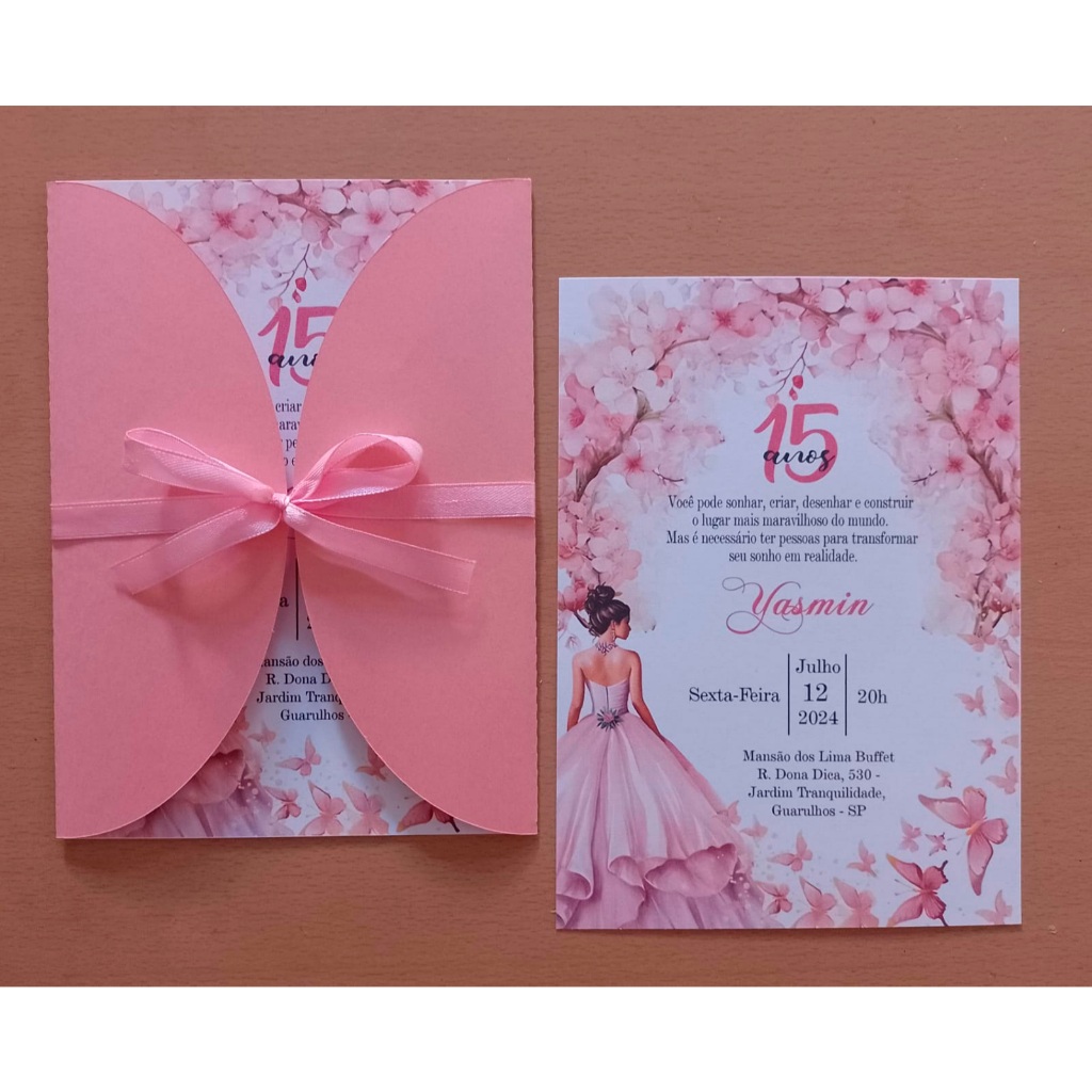 50 convites de 15 anos, convite 15 anos princesa, convite rosa | Shopee ...