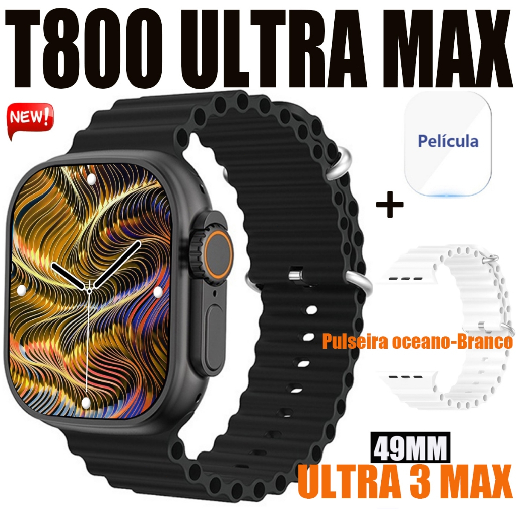 2025 T800 Ultra 3 MAX Mais Recente Smartwatch Relógio Inteligente Série IWO 10 2.19Polegadas Sem ...