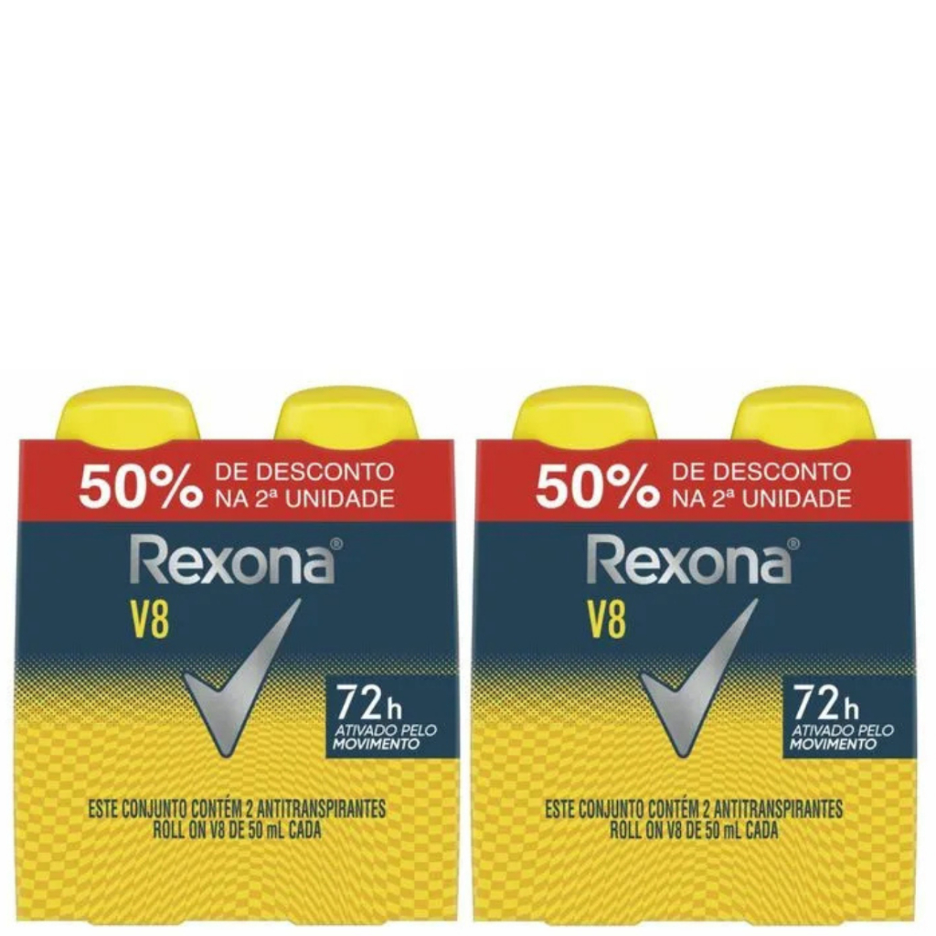 Kit Antitranspirante Roll-On V8 Rexona 2 Kits (2 Unidades de 50ml Cada ...