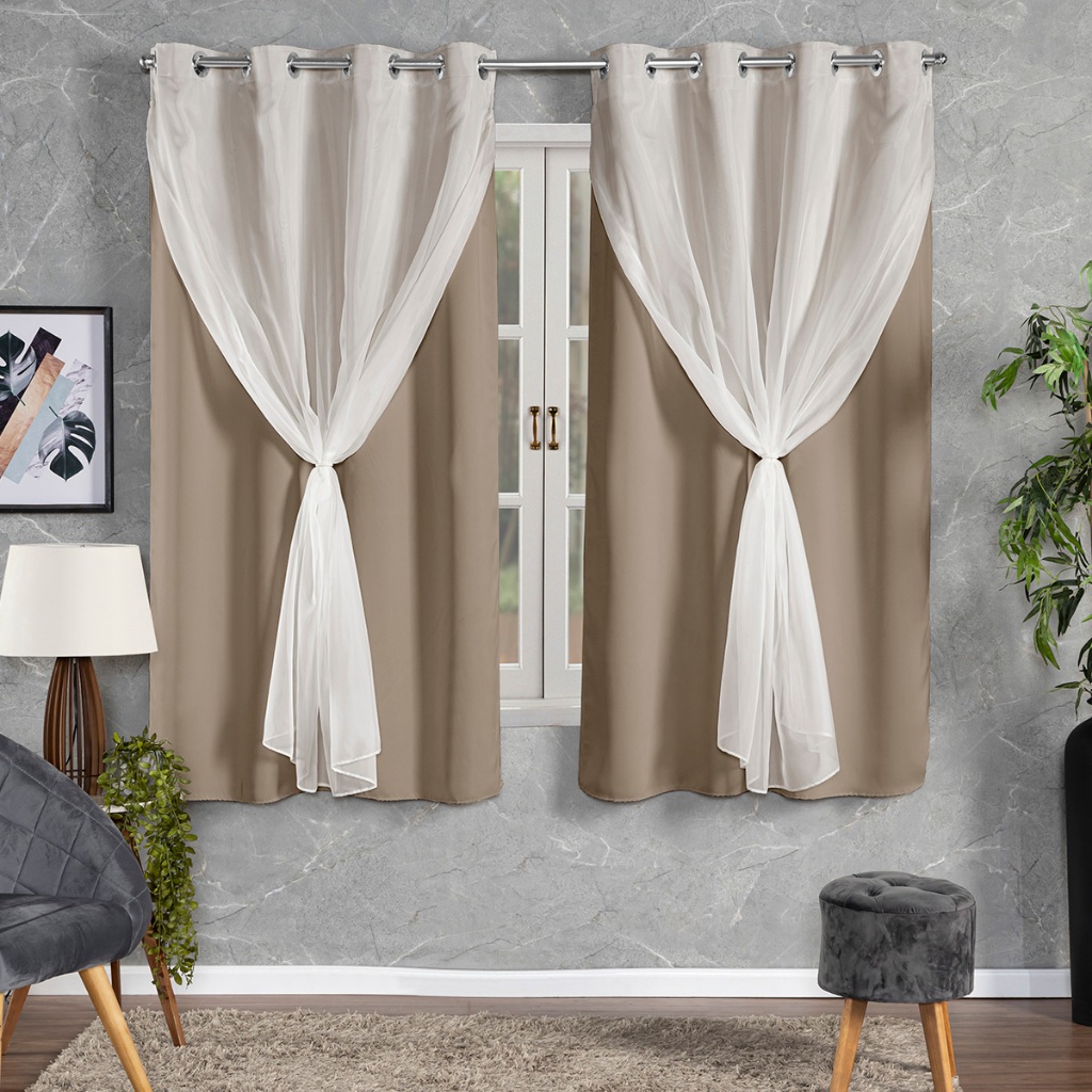 Cortina Janela Quarto Tecido Blackout Com Voil 2,00 x 1,40 Blecaute ...
