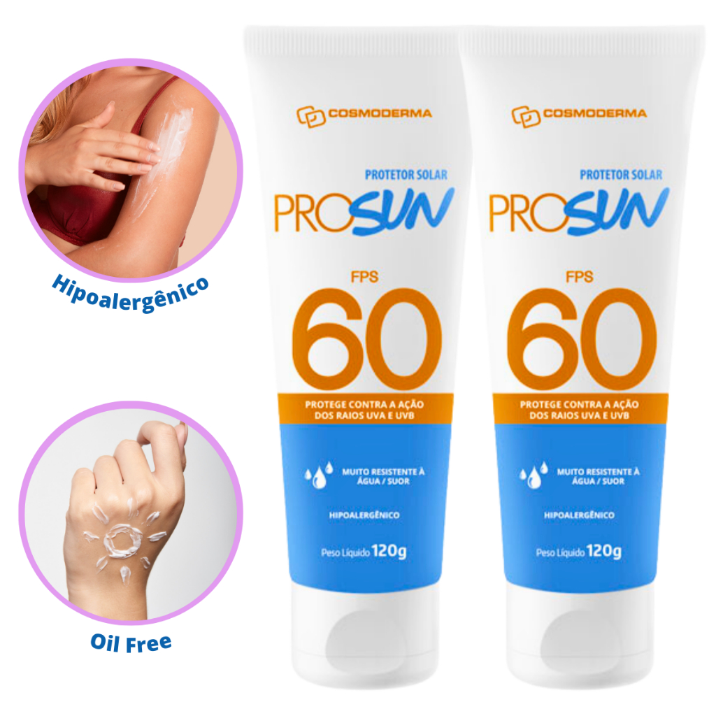 Kit 2 Unidades Protetor Solar Cosmoderma Pro Sun UVA/UVB FPS 60 - 120g | Shopee Brasil