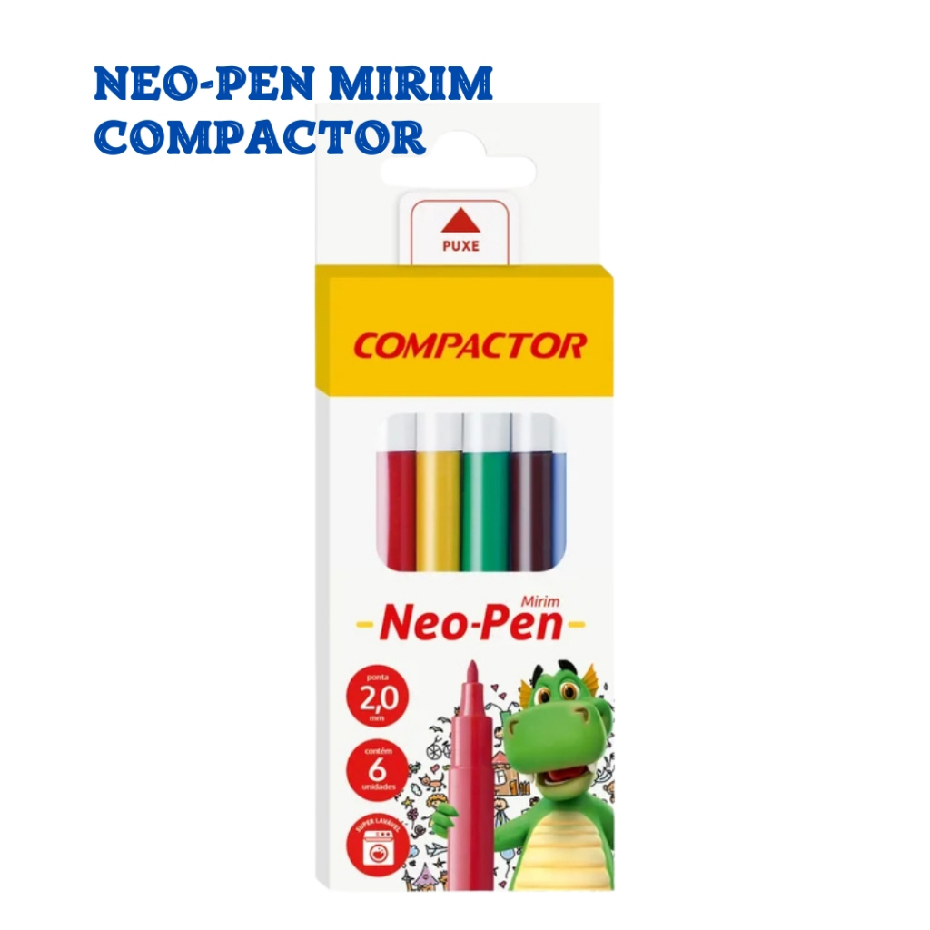 Caneta Hidrográfica Neopen Mirim 6 Cores Compactor 6 Unidades | Shopee ...