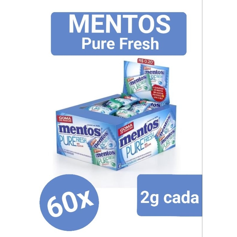 MENTOS Pure Fresh caixa com 60x unidades de goma de mascar refrescante ...