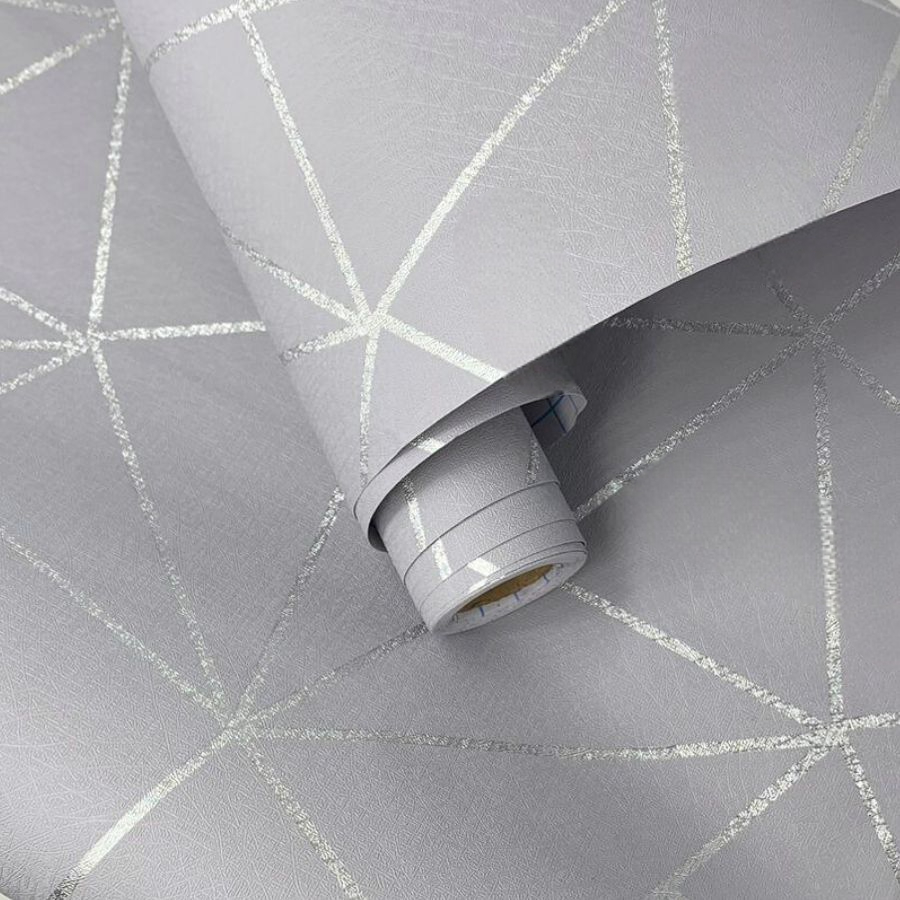 Papel De Parede Zara Cinza Linha Prata 5 Metros X 45cm Adesivo