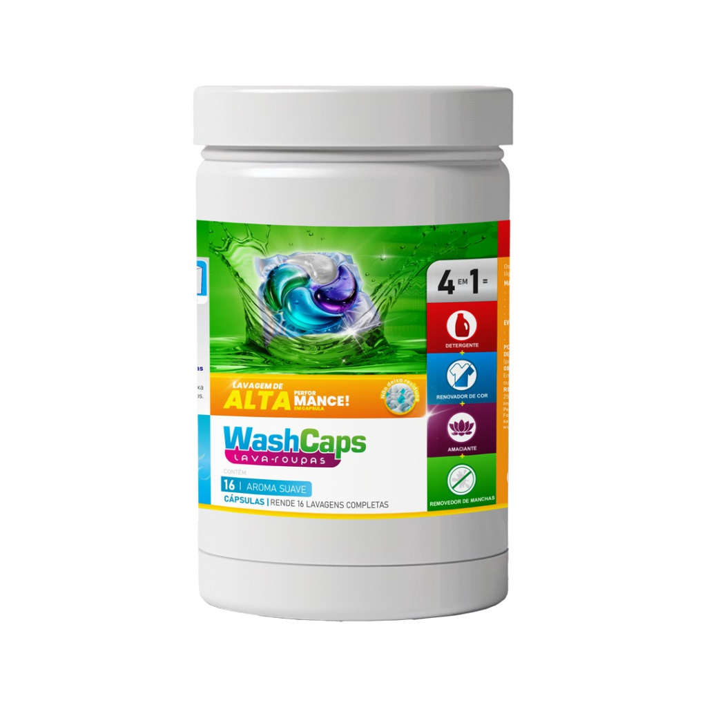 Detergente Lava Roupas Washcaps 4em1 - 16 Cápsulas | Shopee Brasil