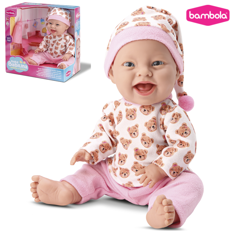 Boneca Chupeta Naninha 34cm com Mamadeira – 100% Vinil Baby Babilina ...