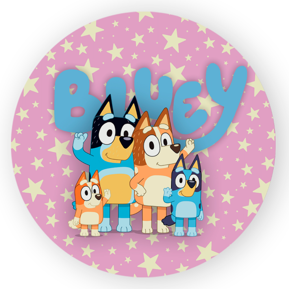 Capa Painel Redondo 1,5 Sublimado Decoração Tema Bluey Desenho Infantil ...