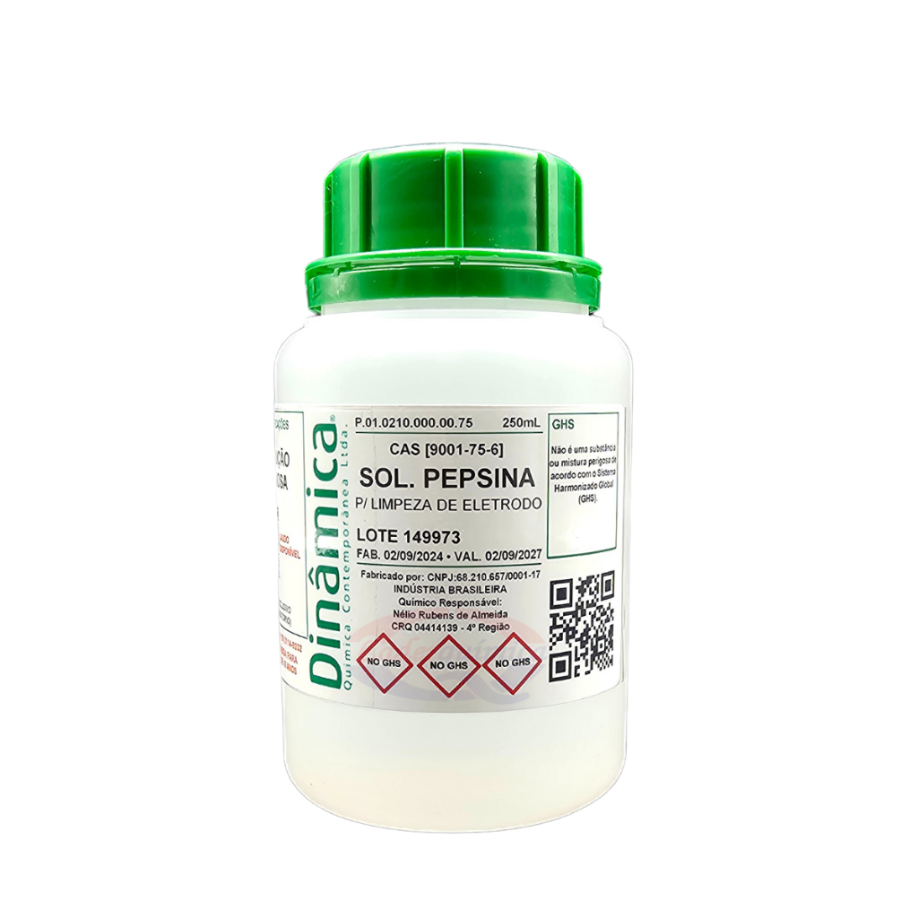 Pepsina Solução Para Limpeza de Eletrodos De Phmetros - Frasco de 250ml ...