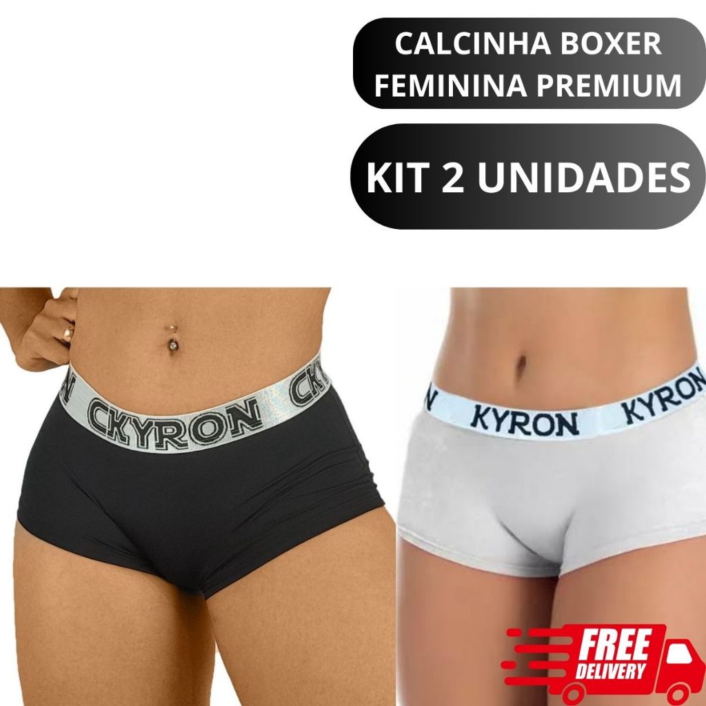 Kit 2 Calcinha Boxer Feminina Cueca Calcinha Box Shorts Boxes Short Tipo Shortinho Lingerie ...