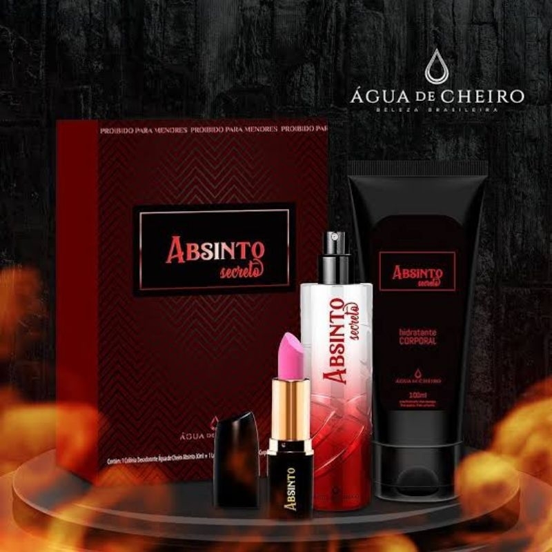 Kit Absinto Secreto Shot (Deo Colônia + Hidratante + Batom) 100% ...