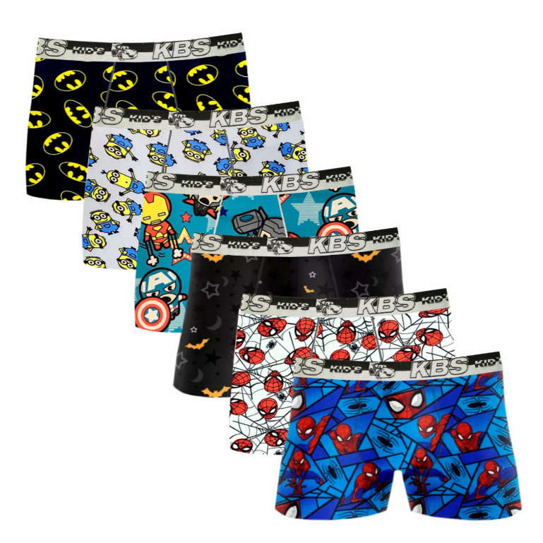Kit 10 Cuecas Box Infantil Microfibra Original Cueca Boxer Para Crianças Estampada Shopee Brasil